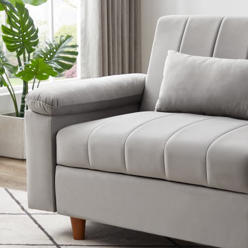 akucvor 69" Sleeper Sofa, Convertible Futon Loveseats Sofa, Sleeper Velvet Sofa Couch Bed with Storage for Living Room Bedroom, Pokcets, Gray