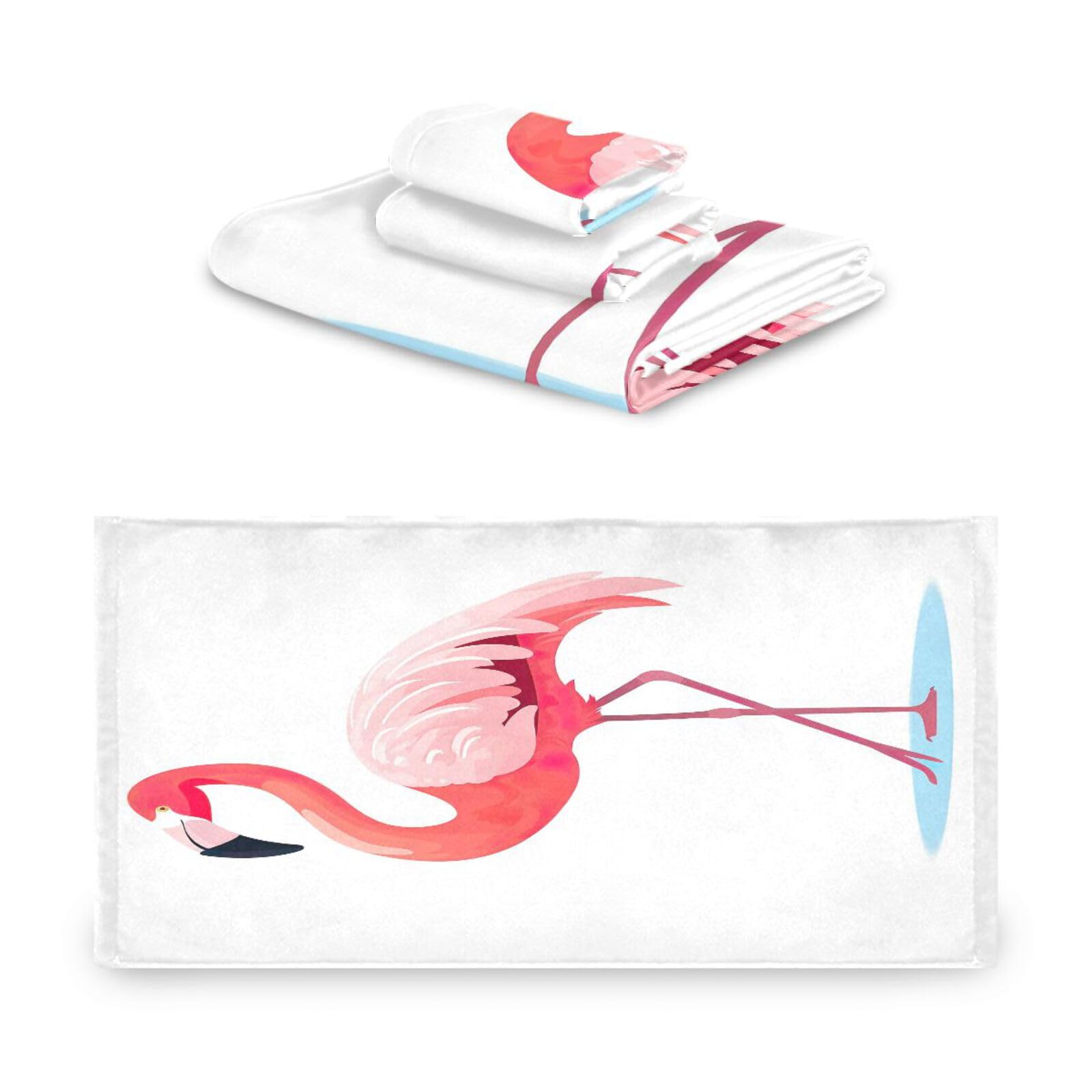 Flradish Pink Flamingo Towels 3 Pack Bath Towels for Bathroom Set Soft Cotton Highly Absorbent Lightweight & Quickdry Towel Set 1 Bath Towel,1 Hand Towel,1 Washclothe