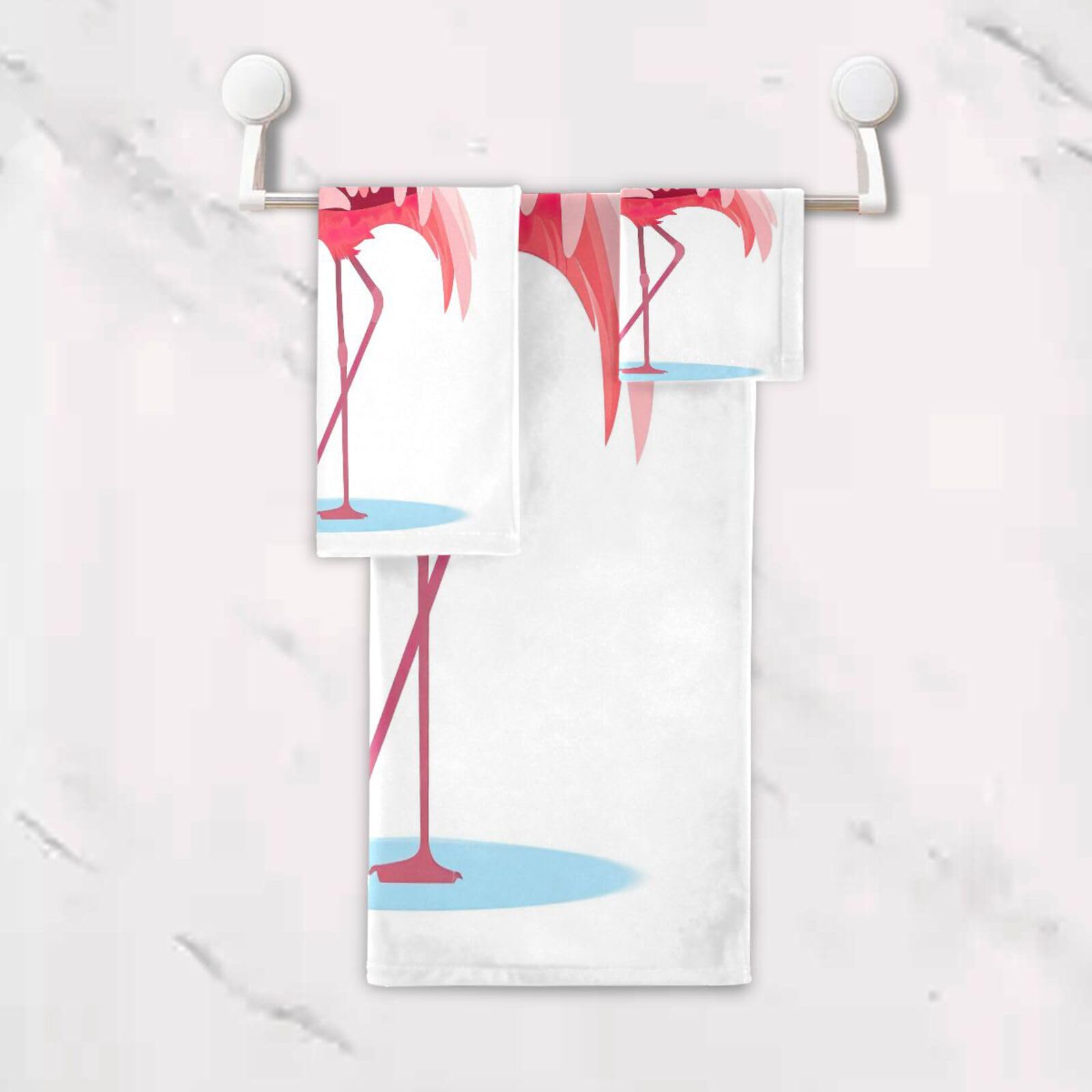 Flradish Pink Flamingo Towels 3 Pack Bath Towels for Bathroom Set Soft Cotton Highly Absorbent Lightweight & Quickdry Towel Set 1 Bath Towel,1 Hand Towel,1 Washclothe