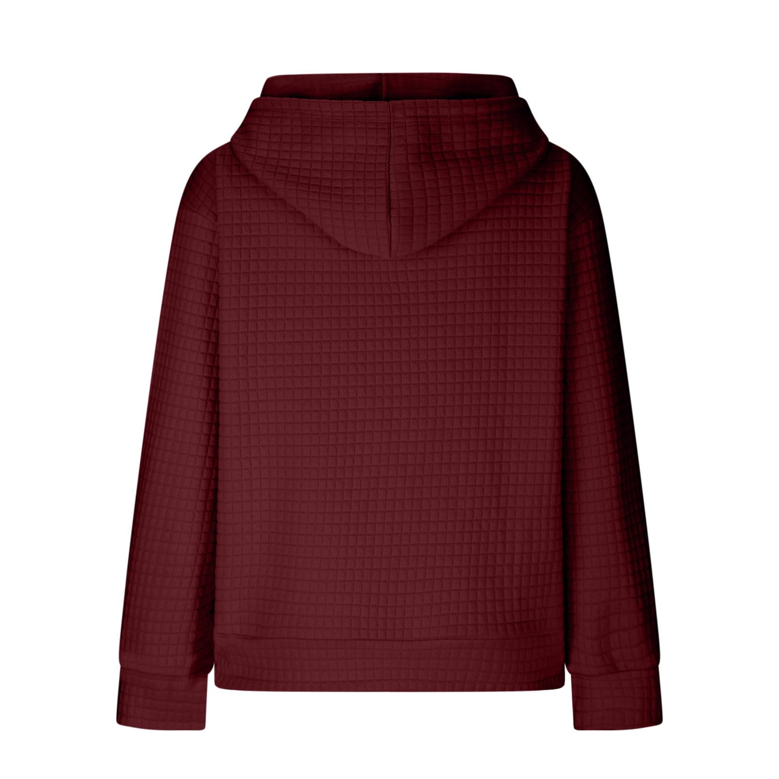 Womens Waffle Knit Hoodies Casual Long Sleeve Cute Football Print Sweatshirts Drawstring Trendy Pullover Tops 2023 oversized sweatshirts for women fall Wine M