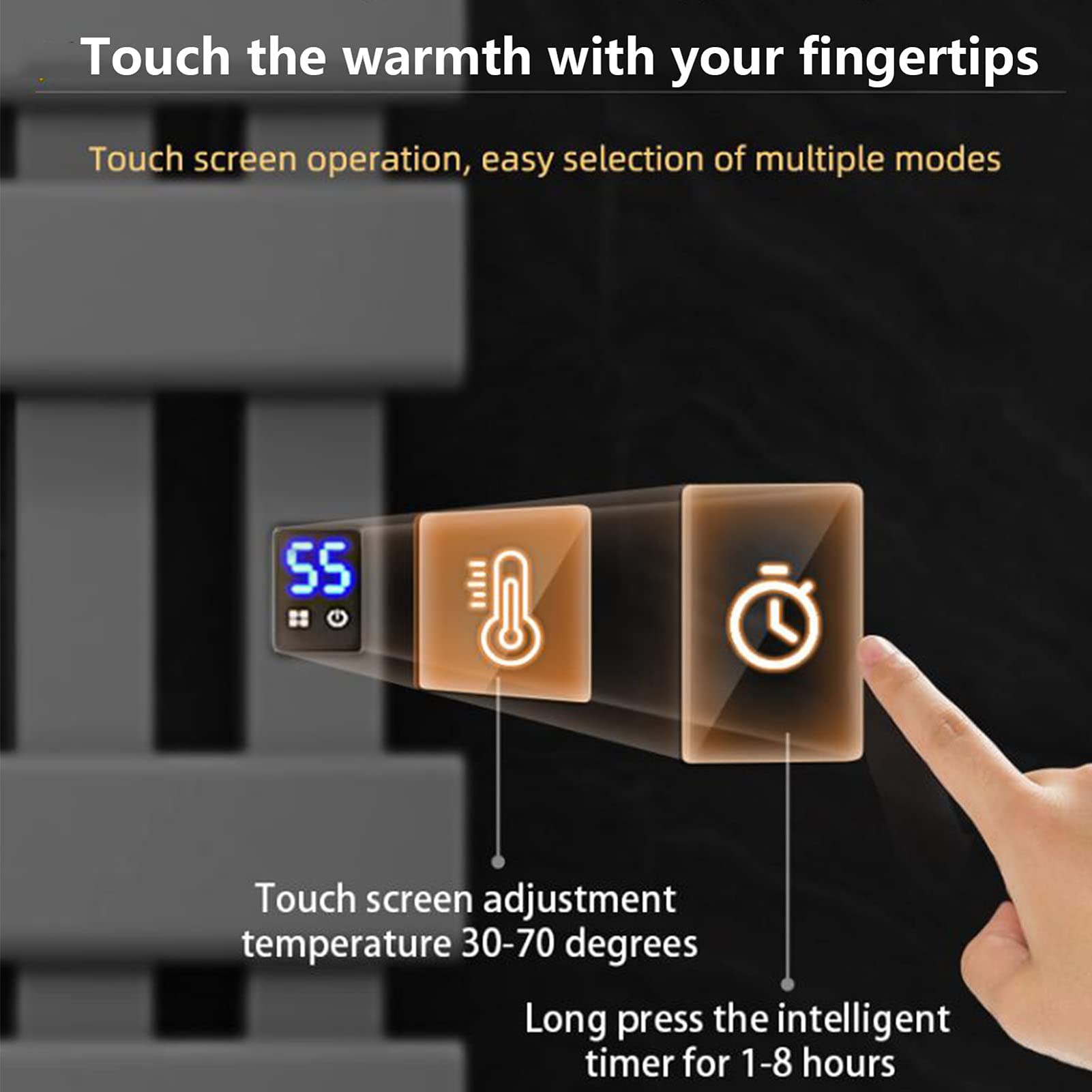 Electric Towel Rail, Bathroom Radiator, Wall Mounted Towel Warmer and Towel Dryer Made of Aluminium Alloy with Timer Temperature Control Anthracite, Black (Black) Beautiful Scenery
