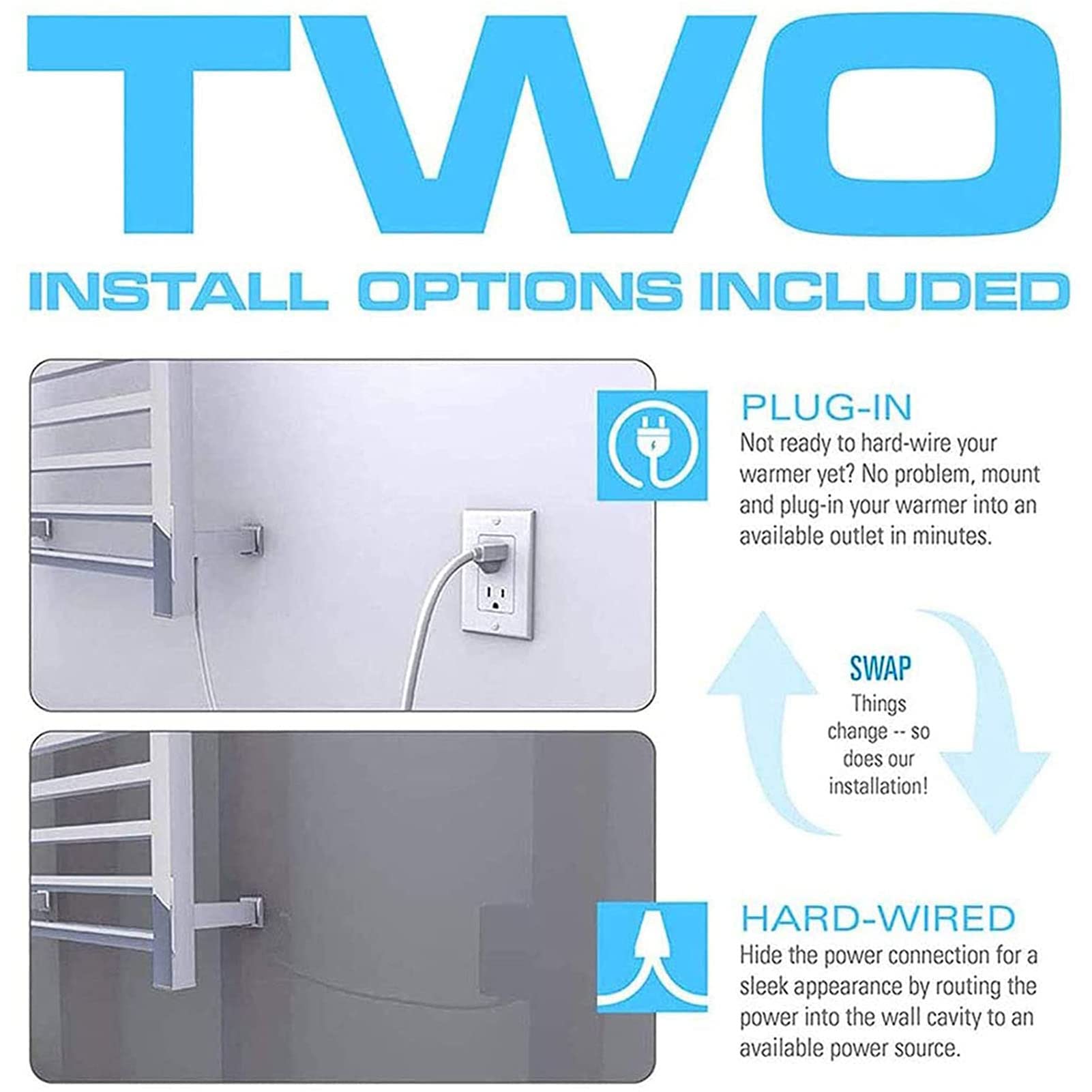 Electric Towel Rail, Bathroom Radiator, Wall Mounted Towel Warmer and Towel Dryer Made of Aluminium Alloy with Timer Temperature Control Anthracite, Black (Black) Beautiful Scenery