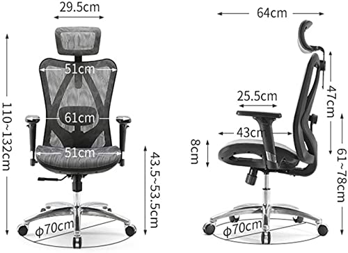MayNuo Chair E-Sports Chair Computer Chair Ergonomic Office Chair Game Seat Work Swivel Chair Backrest Lift Chair/Black 1/One Size