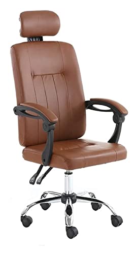 MayNuo Chair Ergonomic Chair Computer Swivel Chair Office Chair Pu Upholstered Seat Office Desk Chair Headrest Recliner Game Chair/Brown