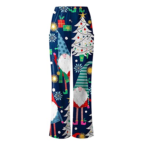 Christmas Graphic Print High Waisted Sweatpants for Women Snowman Print Wide Leg Workout Active Joggers Casual Plus Size Lounge Bottoms with Pockets Z2-Blue XL