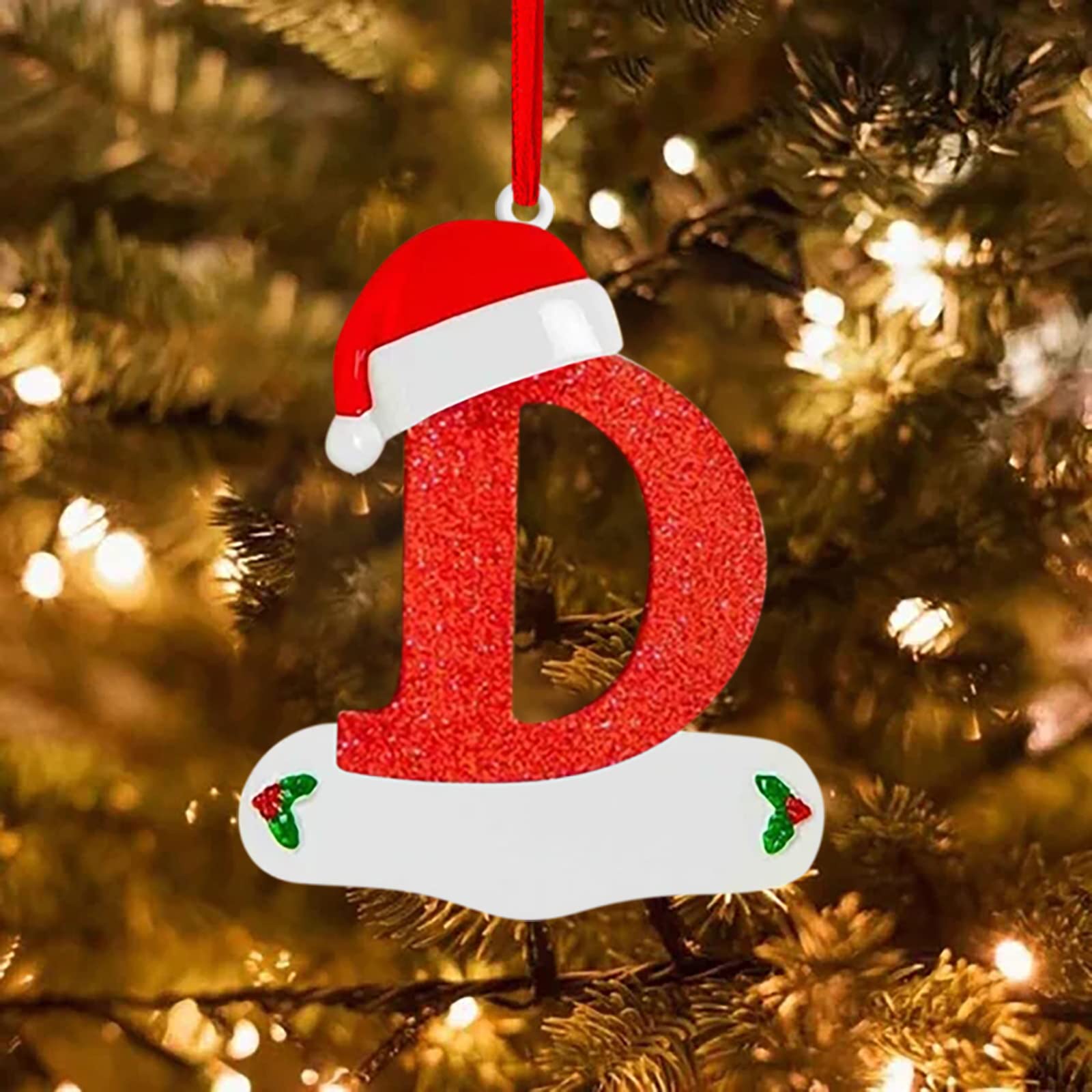 IAMAGOODLADY Christmas Decorations,Christmas Tree Decorations 26 English Letters Ornaments DIY Xmas Tree Hanging Decor Single Letter with Christmas Hat Chrsitmas Decorations 2023
