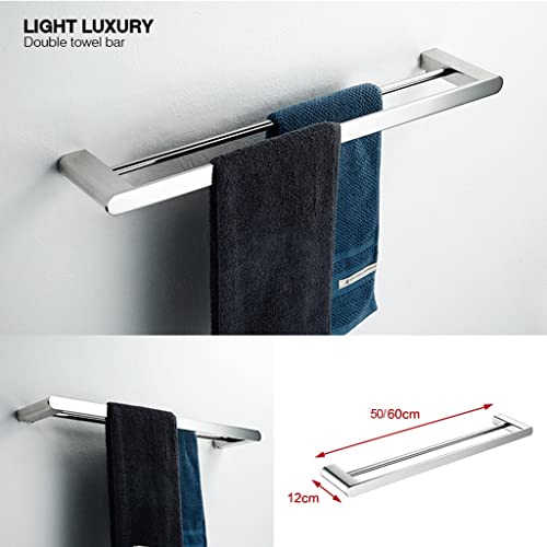 Bath Towel Bar 304 Stainless Steel Bathroom Double Rod Towel Rack, Towel Rail, Bathroom Hardware Pendant Towel Holder (Color : 60cm)