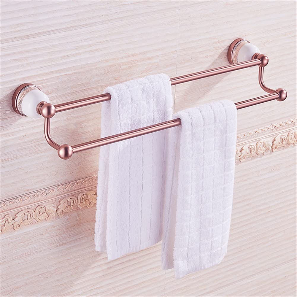 Bath Towel Bar European Rose Gold Towel Rack, Bath Towel Rail, Space Aluminum Towel Holder, Bathroom Rack Toilet Pendant Towel Holder