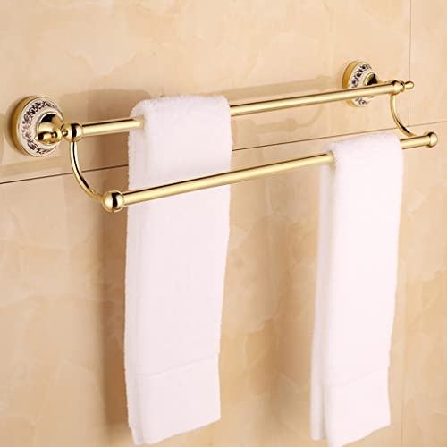 Bath Towel Bar European Porcelain Gold Towel Rack, Towel Rail, Double Rod Towel Hanging Bathroom Bathroom Pendant Towel Holder (Color : 33cm)