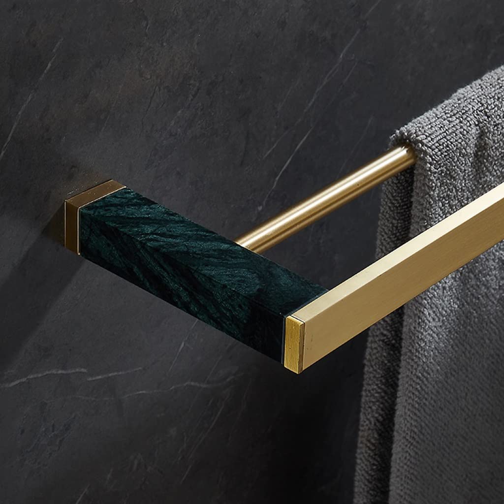 Bath Towel Bar Brass Brushed Gold Towel Rail Bar, Bathroom Towel Rack, Double-bar Nordic Bathroom Marble Towel Holder Towel Holder