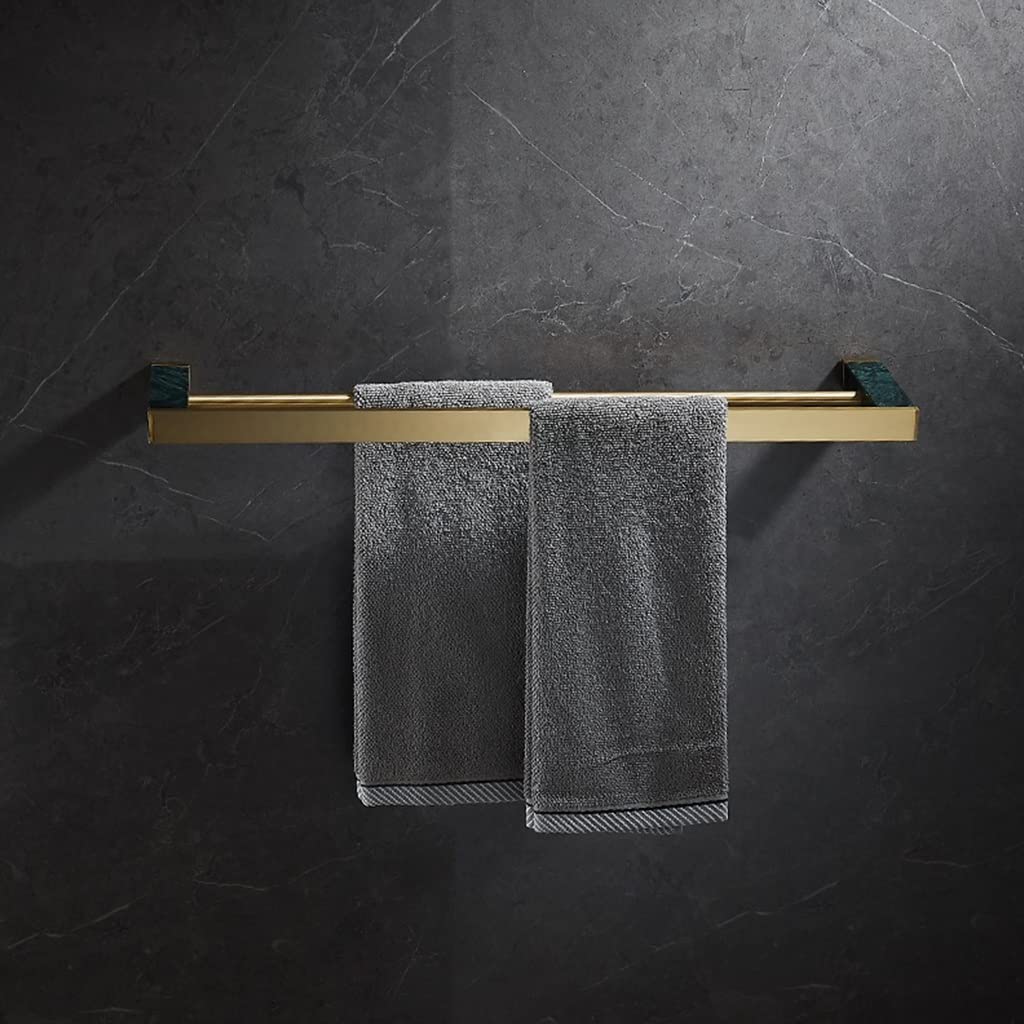 Bath Towel Bar Brass Brushed Gold Towel Rail Bar, Bathroom Towel Rack, Double-bar Nordic Bathroom Marble Towel Holder Towel Holder