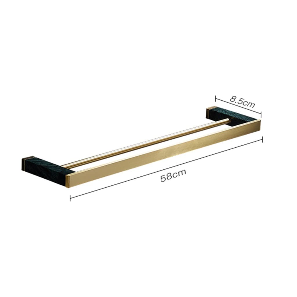 Bath Towel Bar Brass Brushed Gold Towel Rail Bar, Bathroom Towel Rack, Double-bar Nordic Bathroom Marble Towel Holder Towel Holder