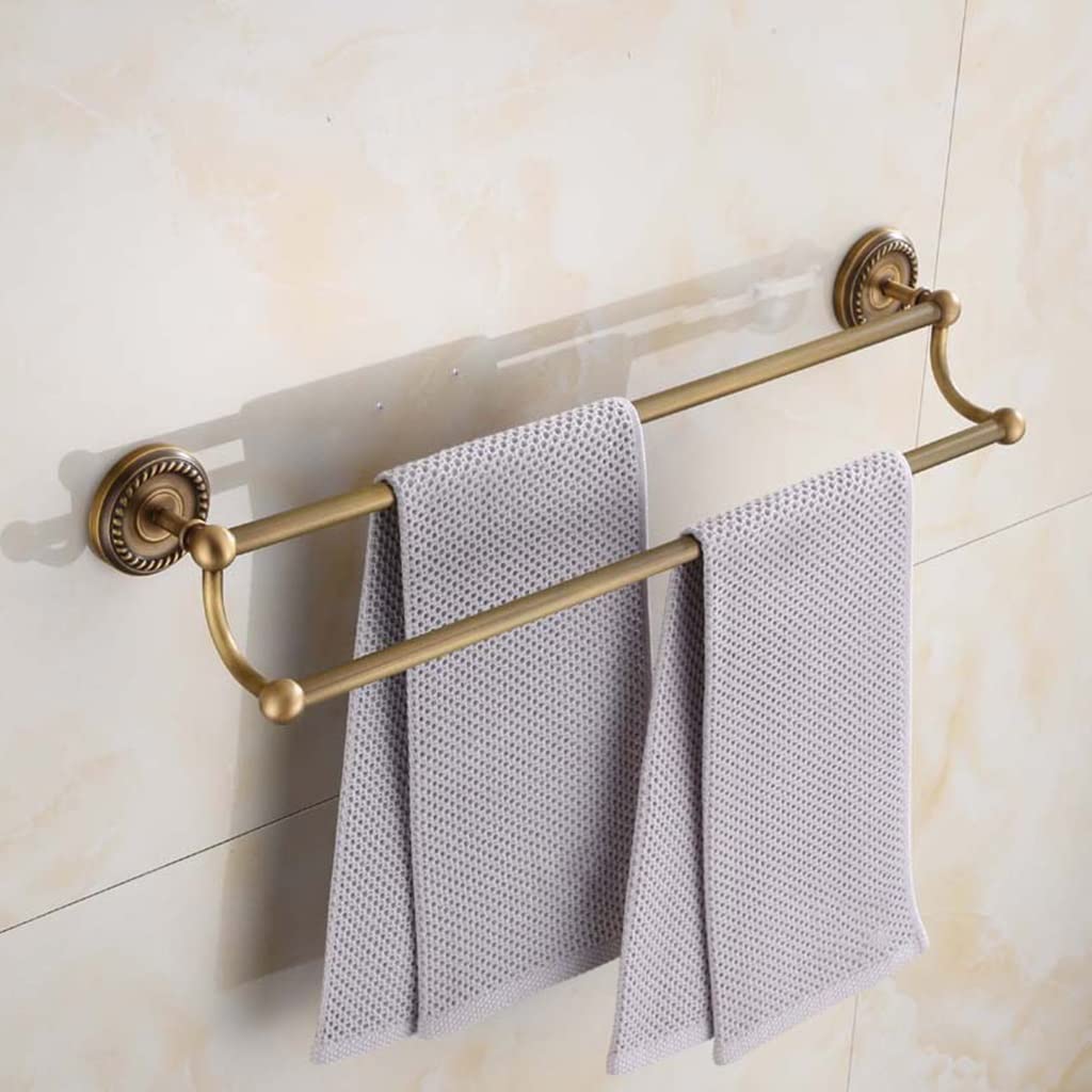 Bath Towel Bar European Style Antique Brass Antique Double Towel Rack, Bathroom Bathroom Towel Rail Towel Holder