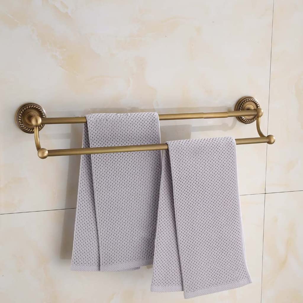 Bath Towel Bar European Style Antique Brass Antique Double Towel Rack, Bathroom Bathroom Towel Rail Towel Holder