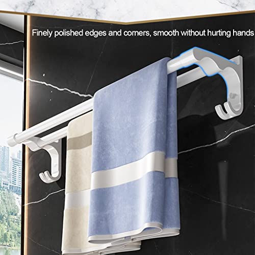 Bath Towel Bar White Towel Rack, Space Aluminum Towel Rail, Double Rod Toilet Towel Rail, Bathroom Hanger Bar Towel Holder (Color : 60CM)