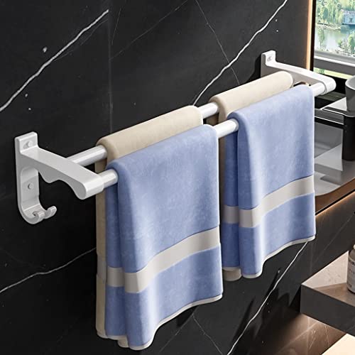Bath Towel Bar White Towel Rack, Space Aluminum Towel Rail, Double Rod Toilet Towel Rail, Bathroom Hanger Bar Towel Holder (Color : 60CM)
