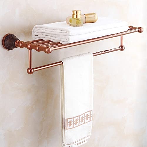 Bath Towel Bar Rose Gold Towel Rack, European Retro Bathroom Towel Pendant Rack, All Copper Towel Rail Towel Holder (Size : Double Pole)