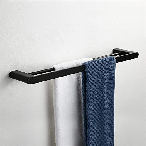 Bath Towel Bar Nordic Black 304 Stainless Steel Towel Rack, Double-bar Towel Rail, Toilet Rack, Bathroom Hardware Pendant Towel Holder (Color : 50cm)