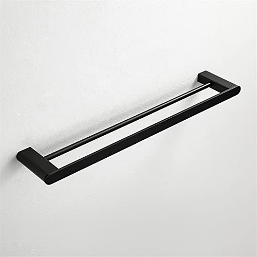 Bath Towel Bar Nordic Black 304 Stainless Steel Towel Rack, Double-bar Towel Rail, Toilet Rack, Bathroom Hardware Pendant Towel Holder (Color : 50cm)