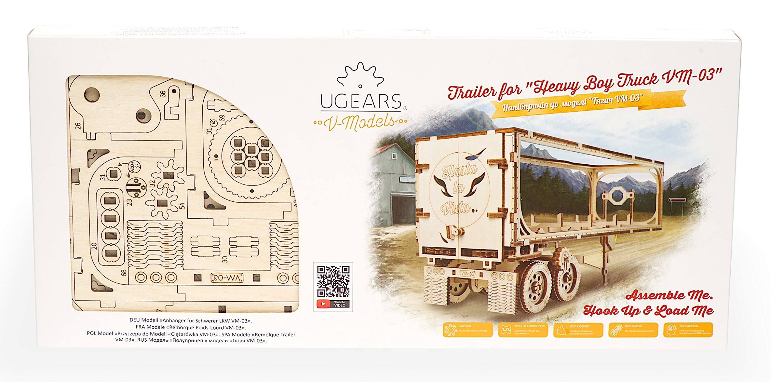 UGEARS Bundle Heavy Boy Truck VM-03 and Trailer for Heavy Boy Truck VM-03 Self-Assembling 3D Wooden Model Models 3-D Wooden Puzzle - Mechanical Heavy Boy Truck VM-03
