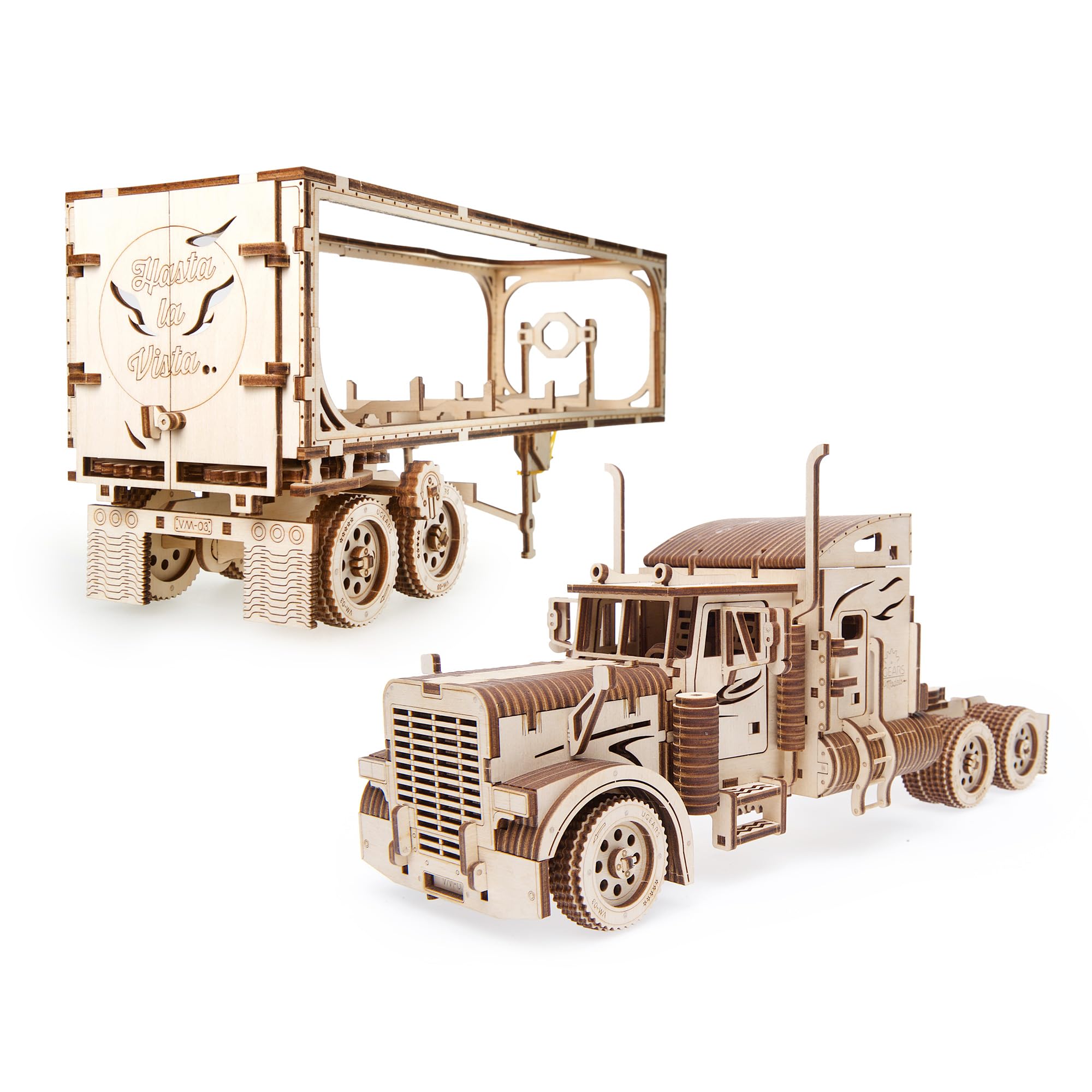 UGEARS Bundle Heavy Boy Truck VM-03 and Trailer for Heavy Boy Truck VM-03 Self-Assembling 3D Wooden Model Models 3-D Wooden Puzzle - Mechanical Heavy Boy Truck VM-03