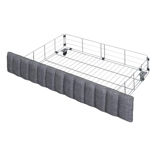 WADRI Modern Queen Size Metal Frame Upholstered Bed with 4 Drawers, Linen Fabric Platform Bed with Upholstered Headboard, Storage Platform Bed for Kids Teens Bedroom (Gray + Linen-N32)