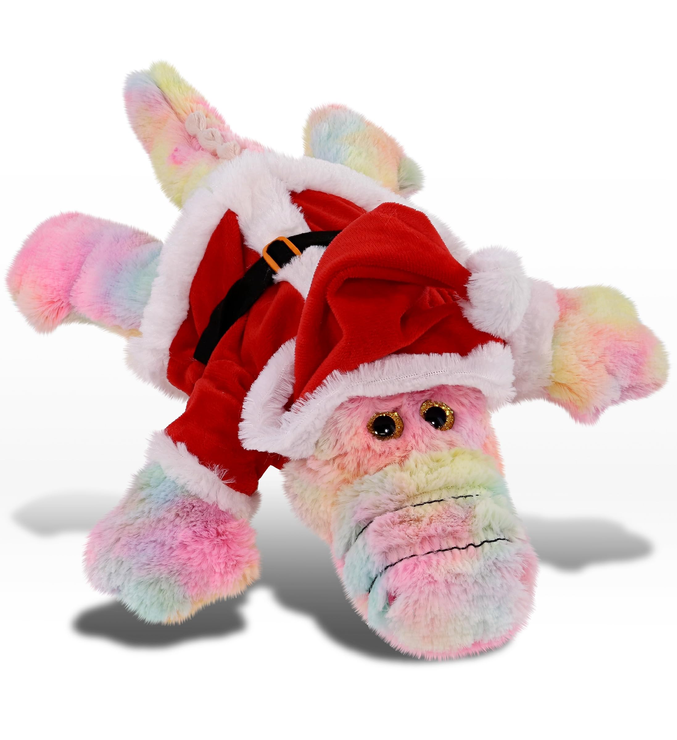 DolliBu Santa Rainbow Large Alligator Stuffed Animal Plush Toy - Wild Animal Dress Up with Red Santa Claus Outfit, Wildlife Gift, Perfect Holiday with Name Personalization - 17 Inches