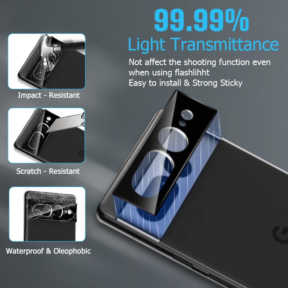 [1+2 Pack] Pixel 7 Pro Privacy Screen Protector with Camera Lens Protector, 3D Full Coverage, 9H Tempered Glass Scratch Resistant, for Google Pixel 7 Pro Screen Protector (6.7 Inch)