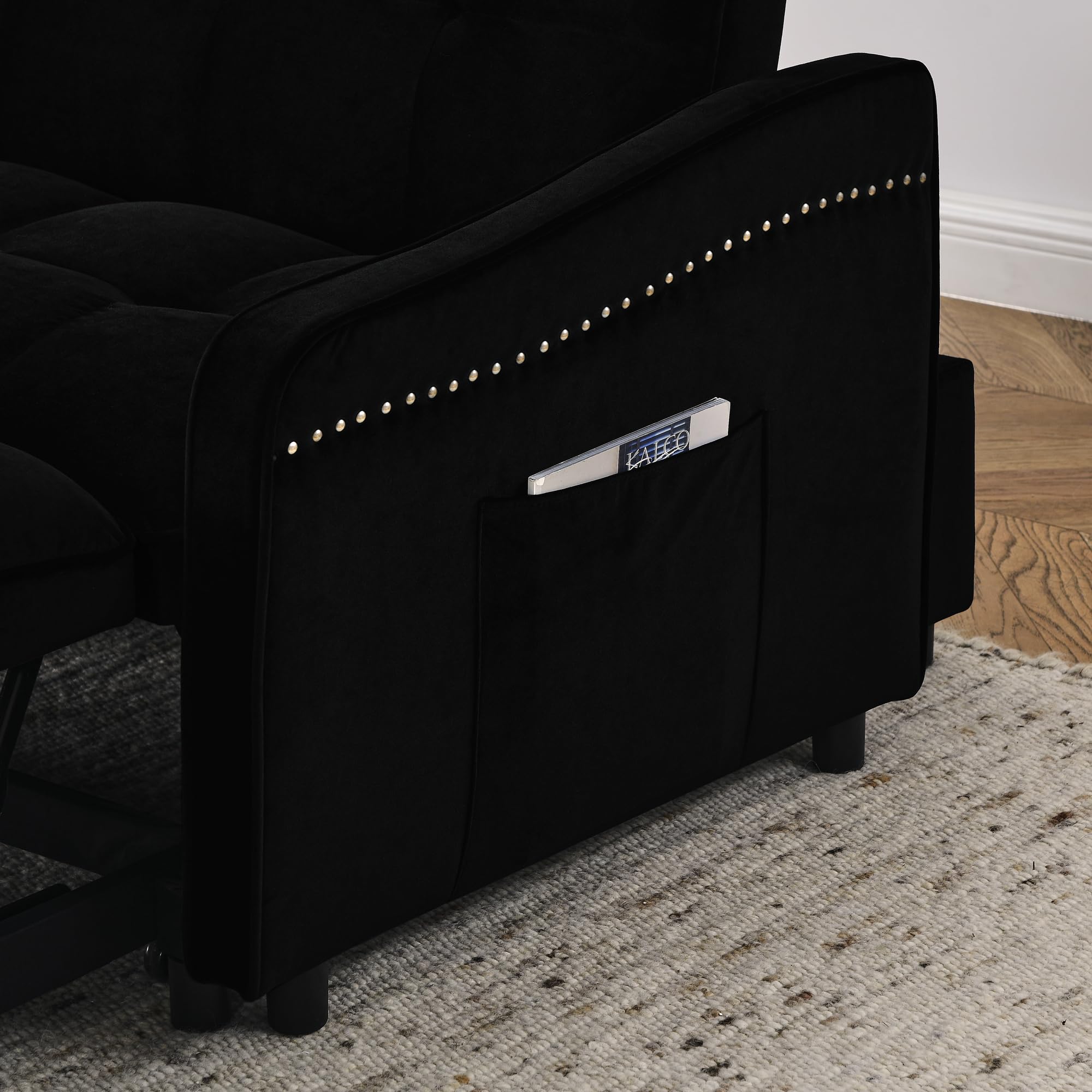 Verfur 3 in 1 Pull Bed Sleeper, Modern Upholstered Loveseat Lounge Sofa & Couches w/Reclining Backrest, Convertible Futon Love Seat Small Furniture for Living Room, Black w/USB Charging