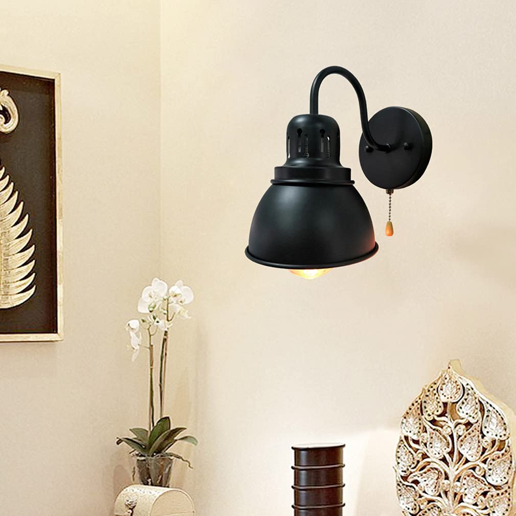 KARAOT Gooseneck Wall Lights E27 Retro Barn Wall Lamp Shade Rustic Loft Wall Sconce Industrial with Pull Cord Switch Fixture Lighting Lamp Shade for Bedroom Cafe Bar Restaurant Office