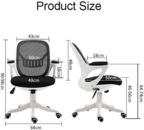 MayNuo Office Chair Gaming Chair Barber Comfy Computer Chair Adjustable Height Office Chair with Chrome Base Padded Swivel Chair/White Frame Black Net