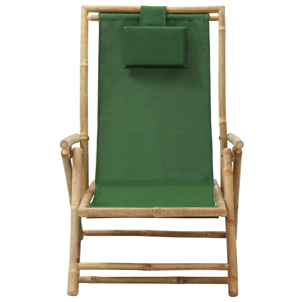 UTSRABFA Conversation Furniture Set Patio Dining Chair Outdoor Club Chair Reclining Relaxing Chair Green Bamboo and Fabricfor Garden,Backyard, Lawn, Porch, Poolside