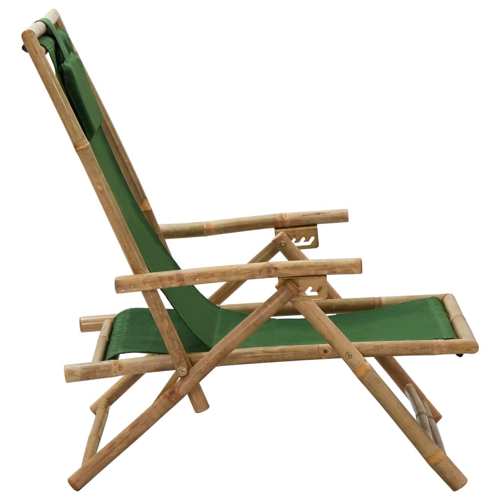 UTSRABFA Conversation Furniture Set Patio Dining Chair Outdoor Club Chair Reclining Relaxing Chair Green Bamboo and Fabricfor Garden,Backyard, Lawn, Porch, Poolside