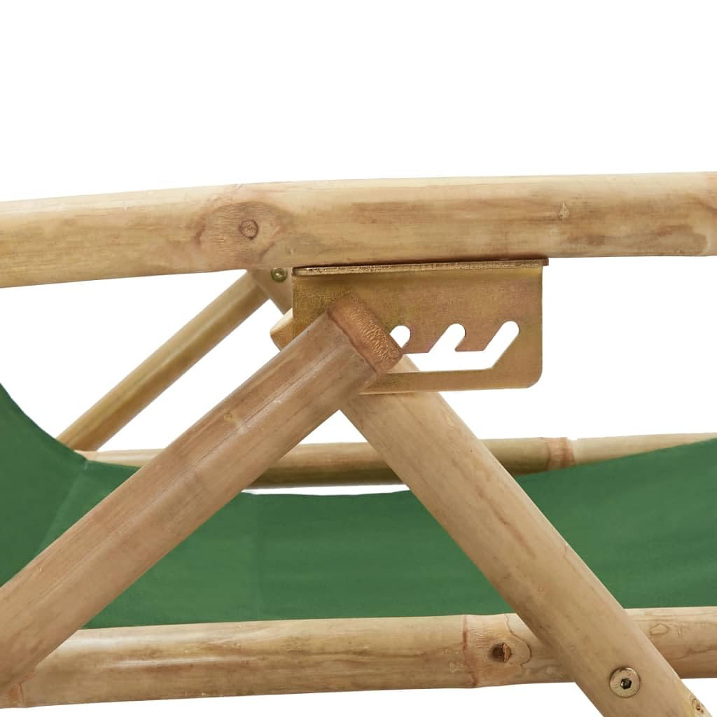 UTSRABFA Conversation Furniture Set Patio Dining Chair Outdoor Club Chair Reclining Relaxing Chair Green Bamboo and Fabricfor Garden,Backyard, Lawn, Porch, Poolside