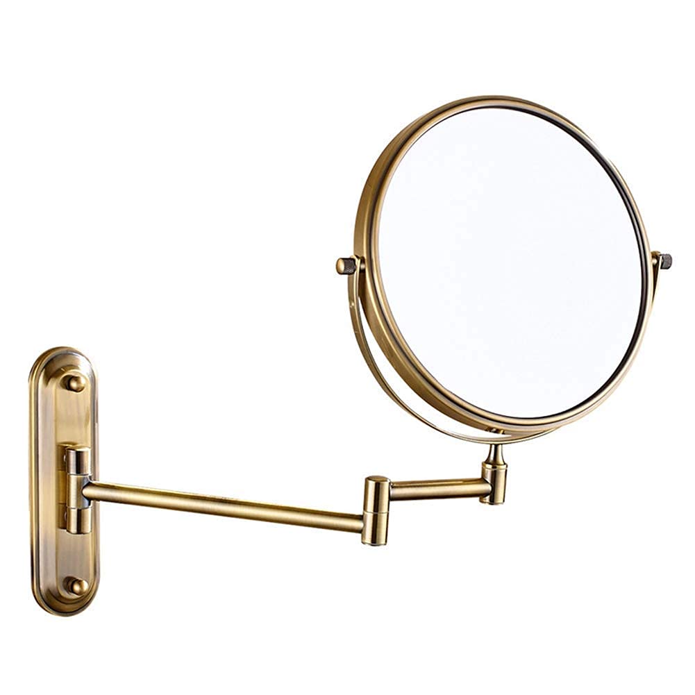 LEJDI Makeup Mirror, 3X Magnification Extendable Double Sided Bathroom Mirror Swivel Folding Round Shape Cosmetic Vanity Mirror (Color : Black, Size : 8inch 3X)