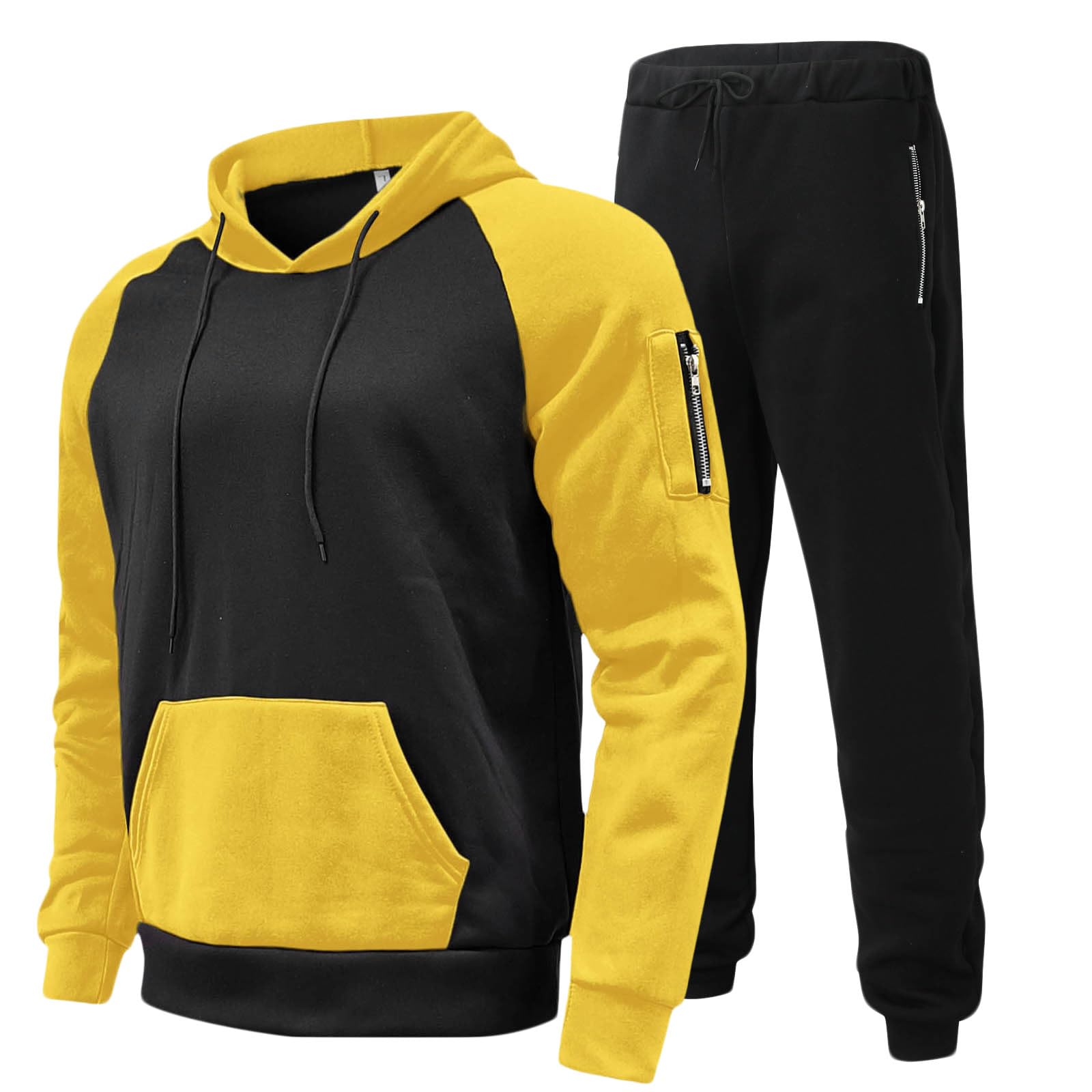 Lolmot Velour Suit Mens Leather Sport Coats Men's Stacked Sweatsuit Mens Green Tracksuit Set Orange Hoodies for Men White Linen Shorts Men Track Suits for Men Set Mens Clothing Trendy Mens Black