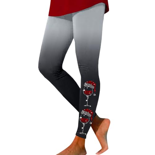 sdbrld Christmas Leggings for Women Soft Christmas Leggings for Women 2023, Women's Leggings Red Wine Glass Printed Soft Tights Yoga Pants Holiday Leggings Plaid Leggings for Women High Waisted