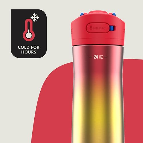 Contigo Ashland Chill Stainless Steel Water Bottle with Leakproof Lid & Straw, Water Bottle with Handle Keeps Drinks Cold for 24hrs & Hot for 6hrs, Great for Travel, School, Work, & More, 24oz