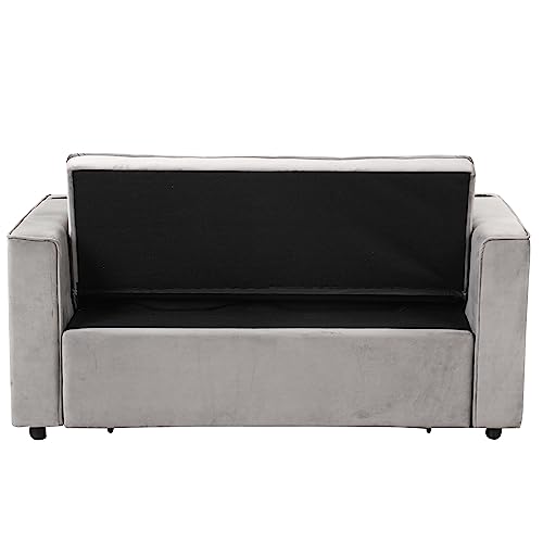 3 in 1 Upholstered Futon Sofa Convertible Twin Sofabed ,Foldable Tufted Loveseat with Pull Out Sleeper Couch Bed, Space Saving Love Seat Daybed W/Side Pockets ,USB Ports & Cupholders for Living Room