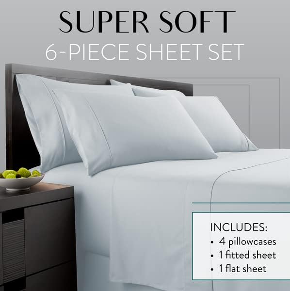MGPS 100% Real Certified Organic Cotton Bedsheet Set, Full Size 6 Piece 800-Thread-Count Sheet Set, [1 Fitted + 1 Flat + 4 Pillowcases], Fits Mattress Upto 18" Deep Pocket - Ivory