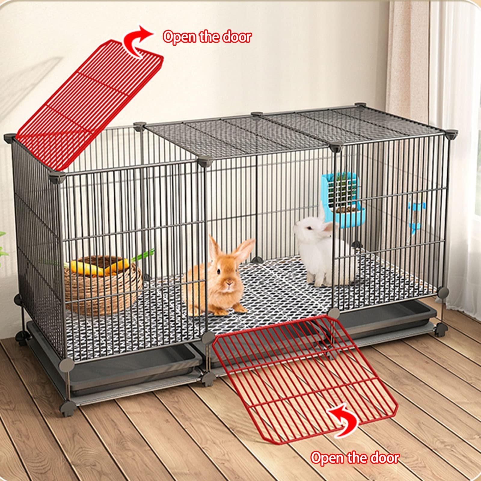 Guinea Pig Cage Bunny Cages Small Animal Cage Foldable Rabbit Cage Hutch with Pull Out Tray and Caster Platform for Ferret Chinchilla (Size : 42.9)