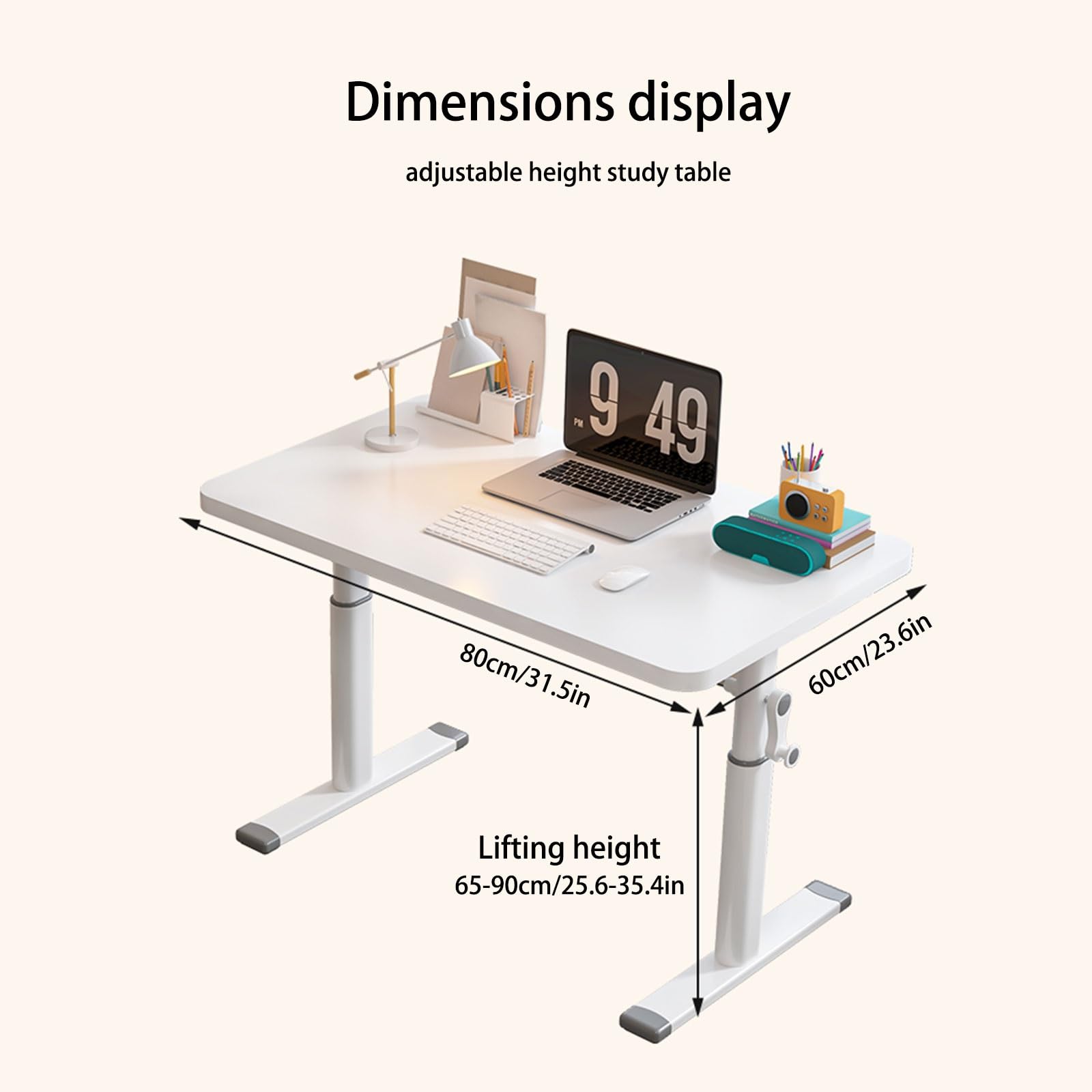 Adjustable Height Desk，Standing Desk，Laptop Table，Adjustable Desk For Kids，Children's Workstation，Sit To Stand Desk,Lift Desk,Study Table,Home Office Table,Kids Study Desk ( Color : White , Size : 80*