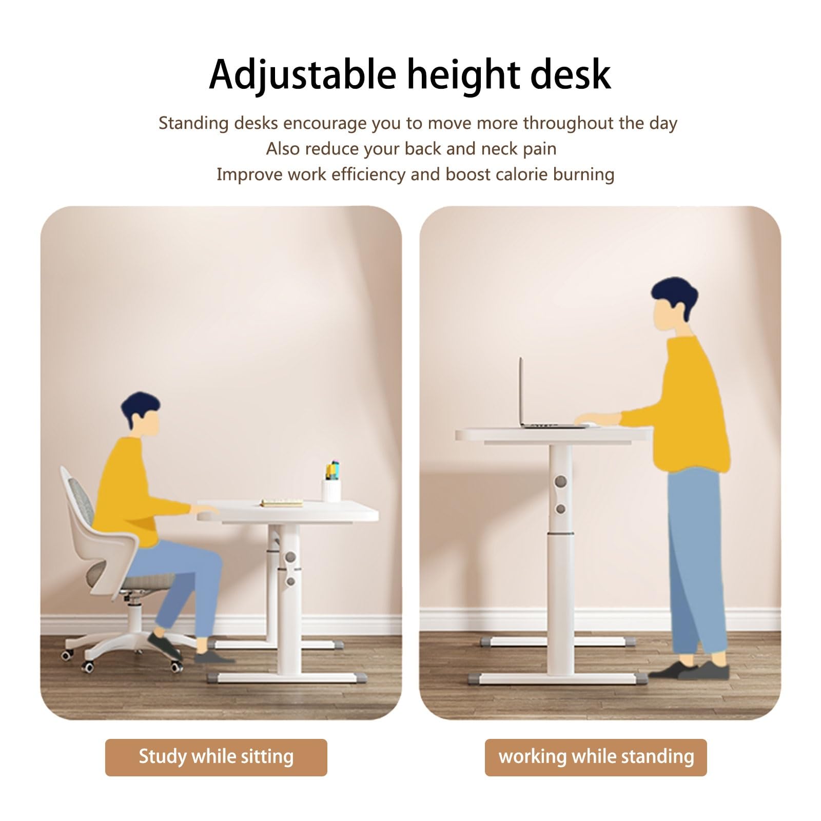 Adjustable Height Desk，Standing Desk，Laptop Table，Adjustable Desk For Kids，Children's Workstation，Sit To Stand Desk,Lift Desk,Study Table,Home Office Table,Kids Study Desk ( Color : White , Size : 80*