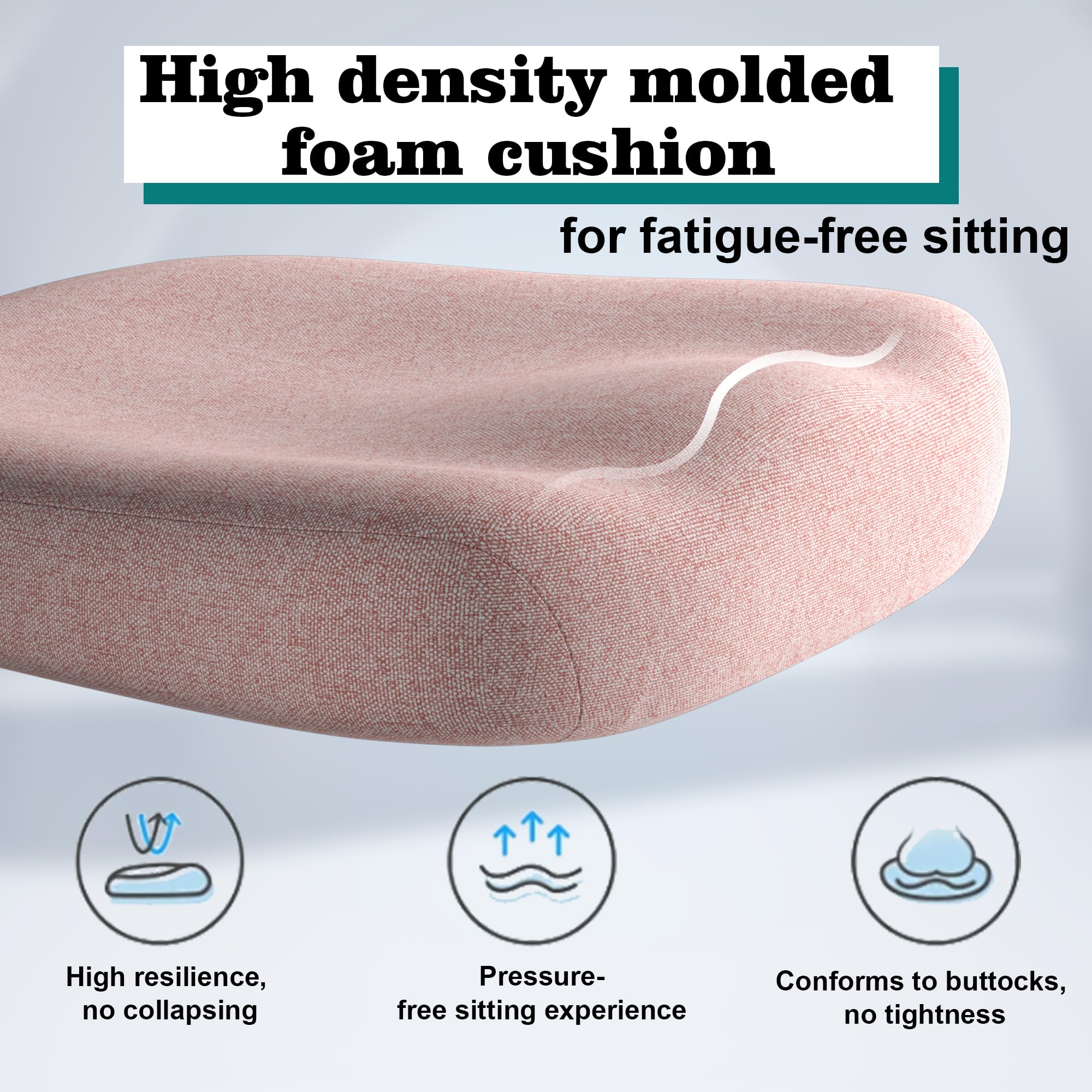 Ergonomic Office Chair, High Back Mesh Desk Chair with Molded Foam Cushion, Adjustable Headrest, Lumbar Support, Lock Function (Petal Pink)