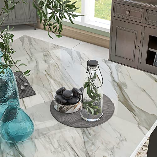 ERYE 5 Pieces Counter Height Set with Faux Marble Table and 4 Velvet Upholstered Seater Chairs with Nailhead Decor for Home Kitchen & Dining Room Furniture Breakfast, Lunch & Dinner, Blue, Gray
