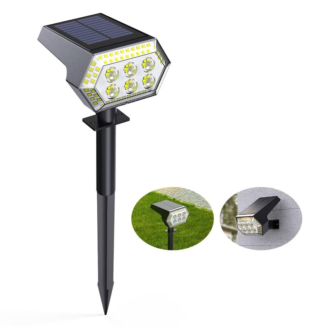 oditton Solar Garden Light, Solar Spotlight, 1 Pack - Solar Deck Light, Solar Wall Light, IP65 Waterproof - 4 Bright Modes for Outdoor Paths, Fences, and Patios