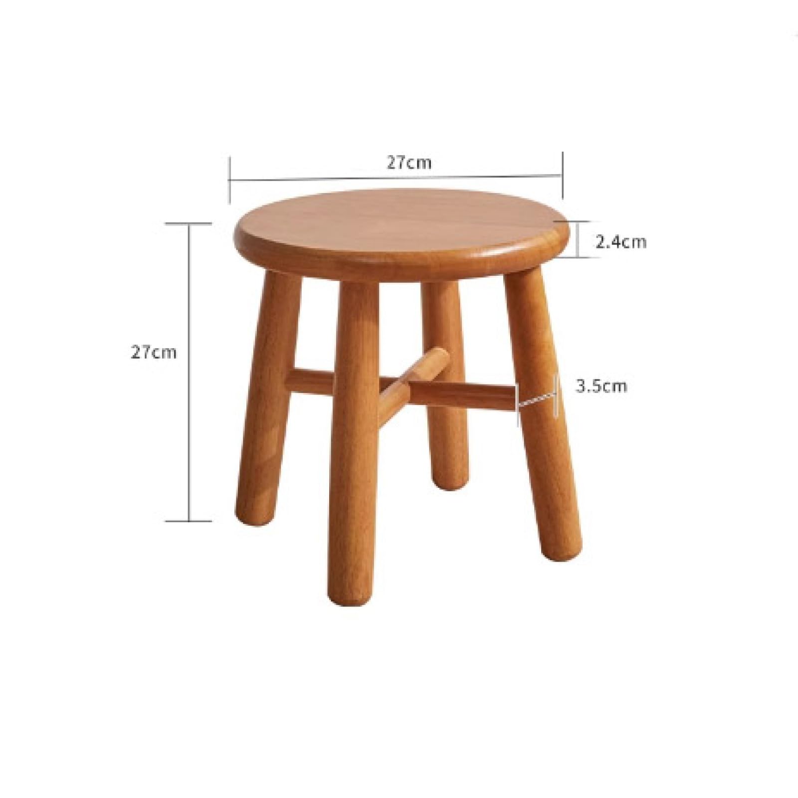 ACICS Round Step Stool Milking Stool Handcrafted Rubber Wood Stool Wooden Stool Small Short Stool, Shoe Changing Stool Shower Stool Suitable for Living Room Sofa Footstool(27 * 27 * 27CM, A)