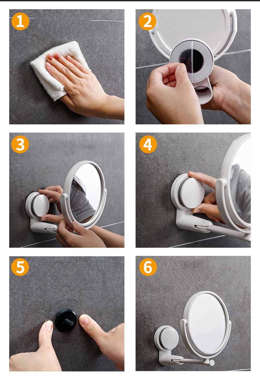 KARAOT Double-Sided Vanity Mirror, Bathroom Shaving Mirror, Wall Mounted Round Cosmetic Vanity, 2X Magnification, 360° Free Rotation and Extendable, Height Adjustable, Folding Arm, Ideal for Gifts