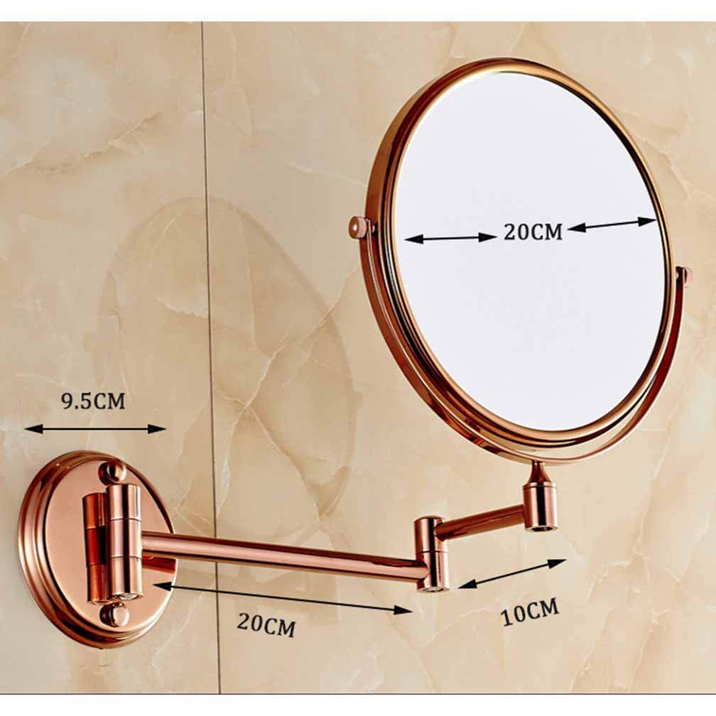 KARAOT Round Mirrors for Walls, 3X Magnification, Normal Double-Sided Bathroom Vanity Mirror Swivel, Extendable Folding, 360° Free Rotation, for Shaving, Makeup