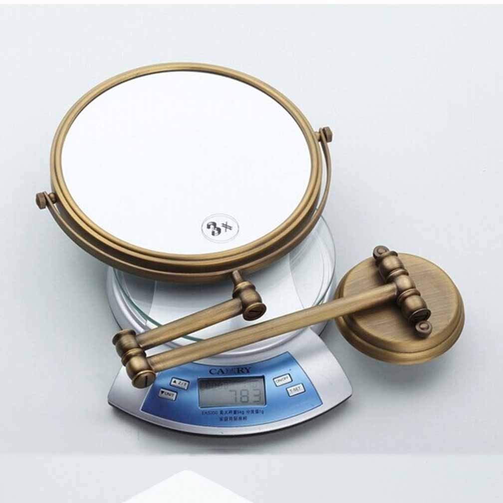 KARAOT Wall-Mounted Makeup Mirror, Shaving Mirror 3X Magnification, Normal Double-Sided Round Bathroom Vanity Mirror Swivel, Extendable and Folding, 360° Free Rotation, for Shaving, Makeup